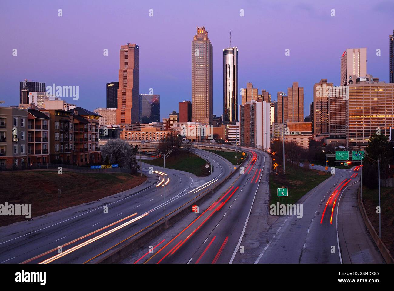 Taillights rom traffic head to and from downtown Atlanta by commuters ...