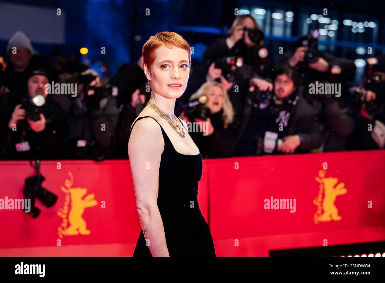 Berlin, Germany. 13th Feb, 2025. Leonie Benesch, actress, stands on the ...