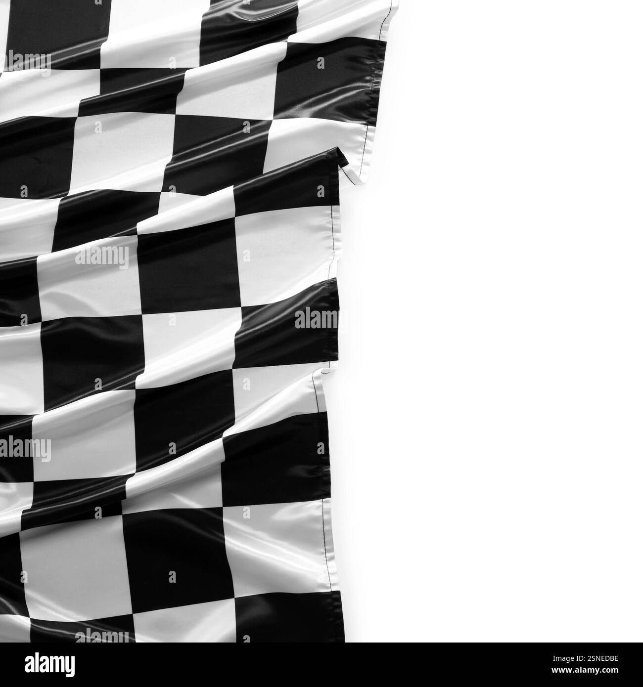 Checkered finish flag isolated on white, top view Stock Photo - Alamy