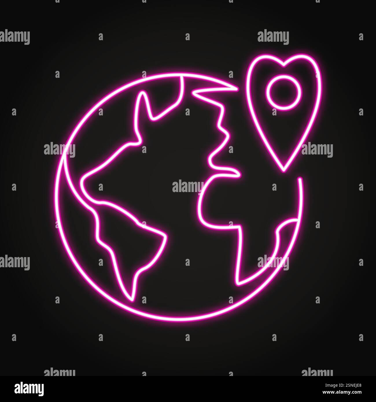 Geographical identity neon line icon. Geography of belonging. Vector ...