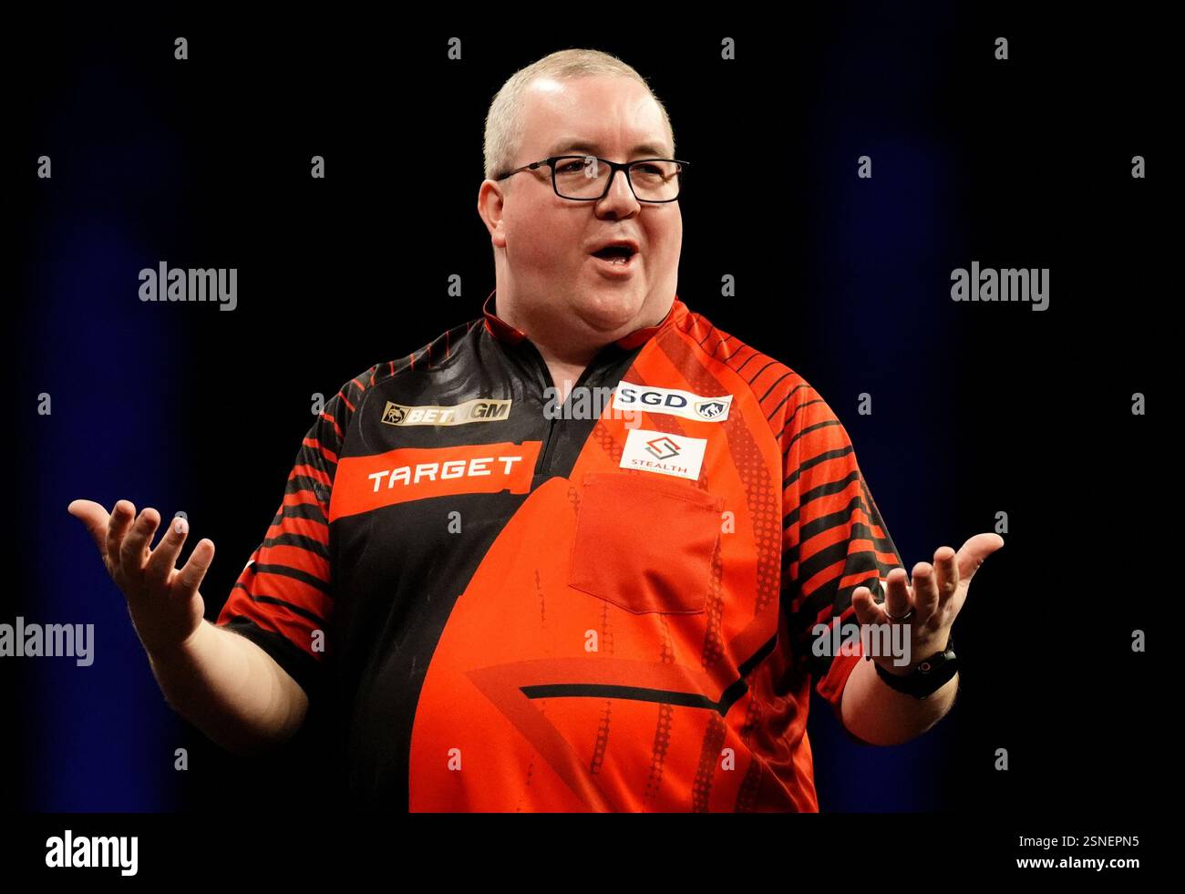 Stephen Bunting reacts during his match against Michael van Gerwen on ...