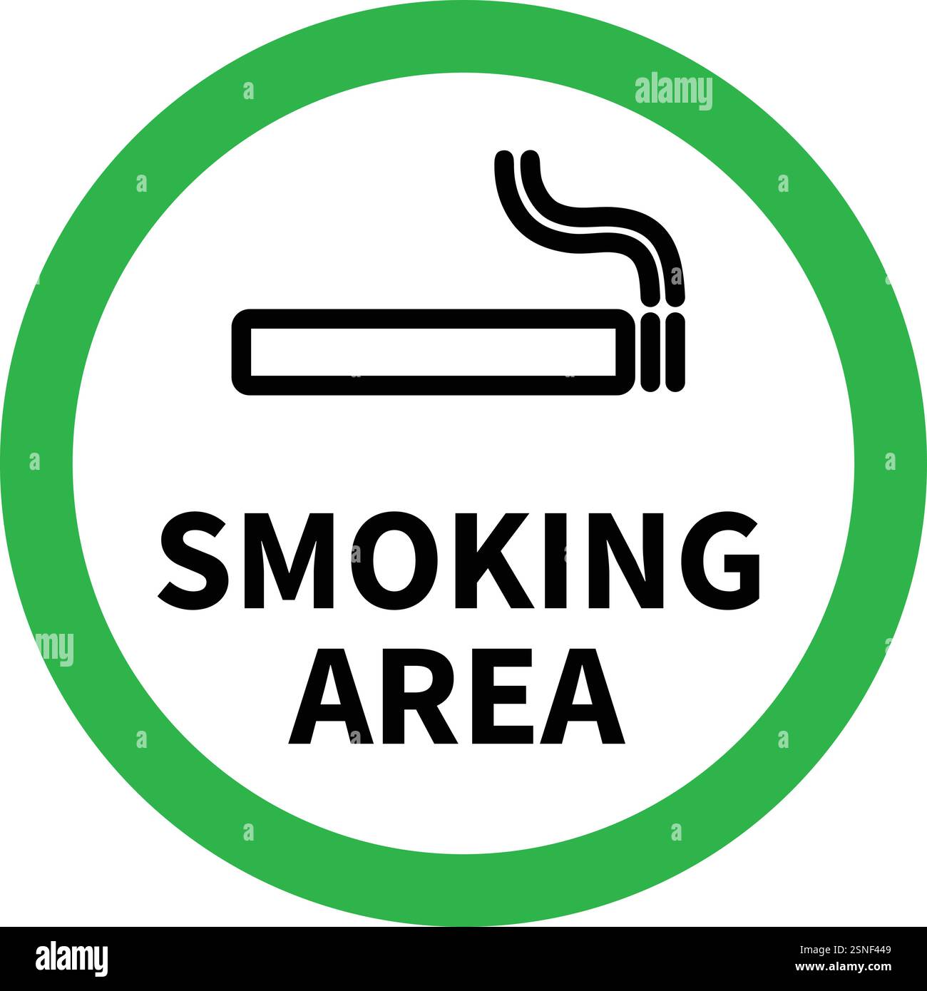 Smoking area sign with green circular border and cigarette symbol Stock ...