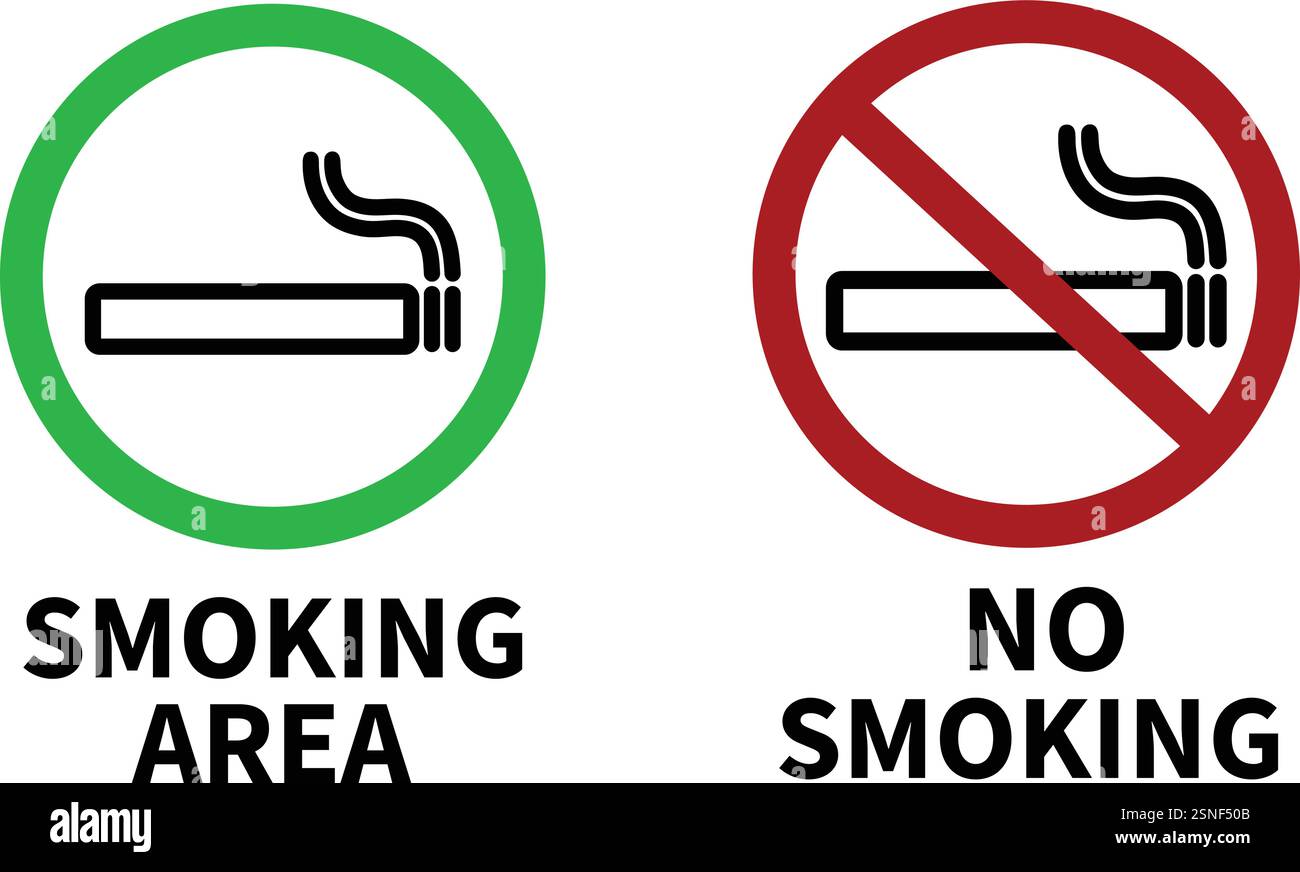 Smoking area and no smoking sign symbols with green and red circles Stock Vector Image & Art - Alamy