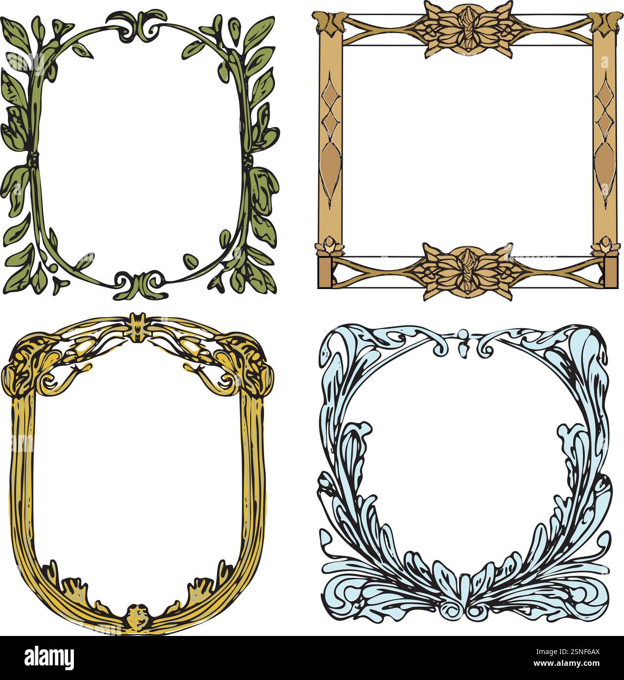 Set of four baroque, art nouveau vector frames, borders Stock Vector ...
