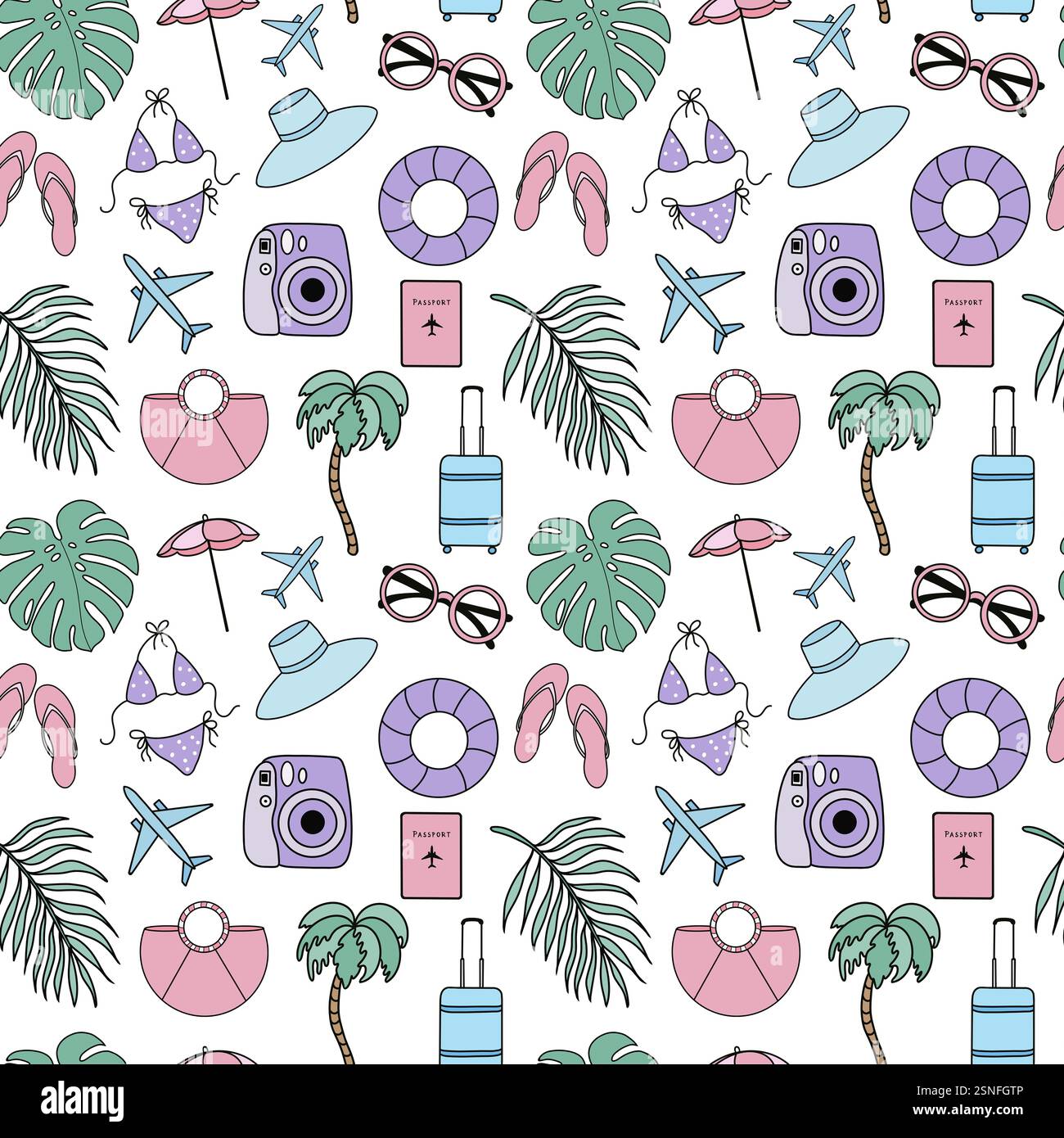 Travel seamless pattern Stock Photo - Alamy