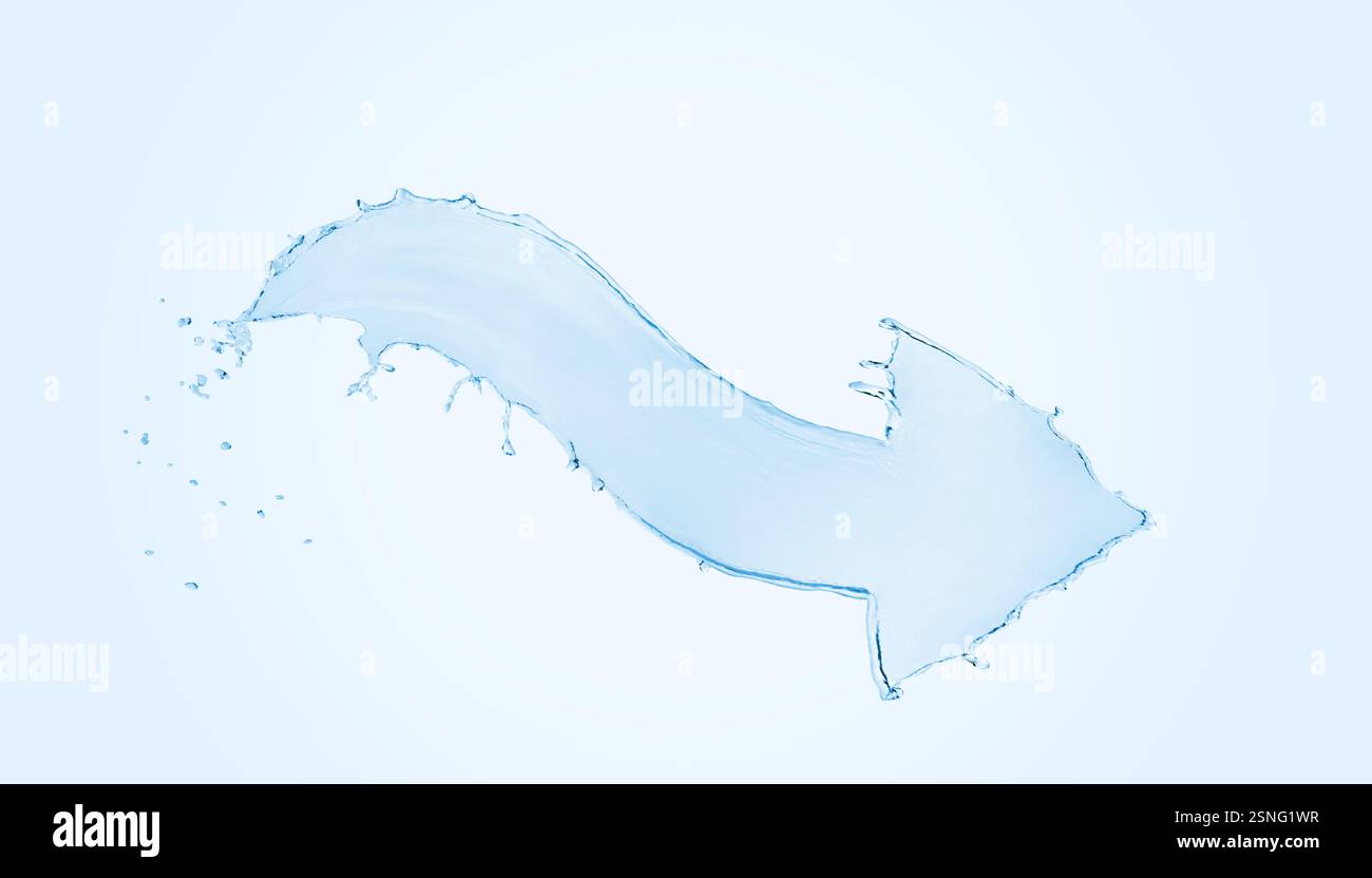 Arrow of water on light blue background Stock Photo - Alamy