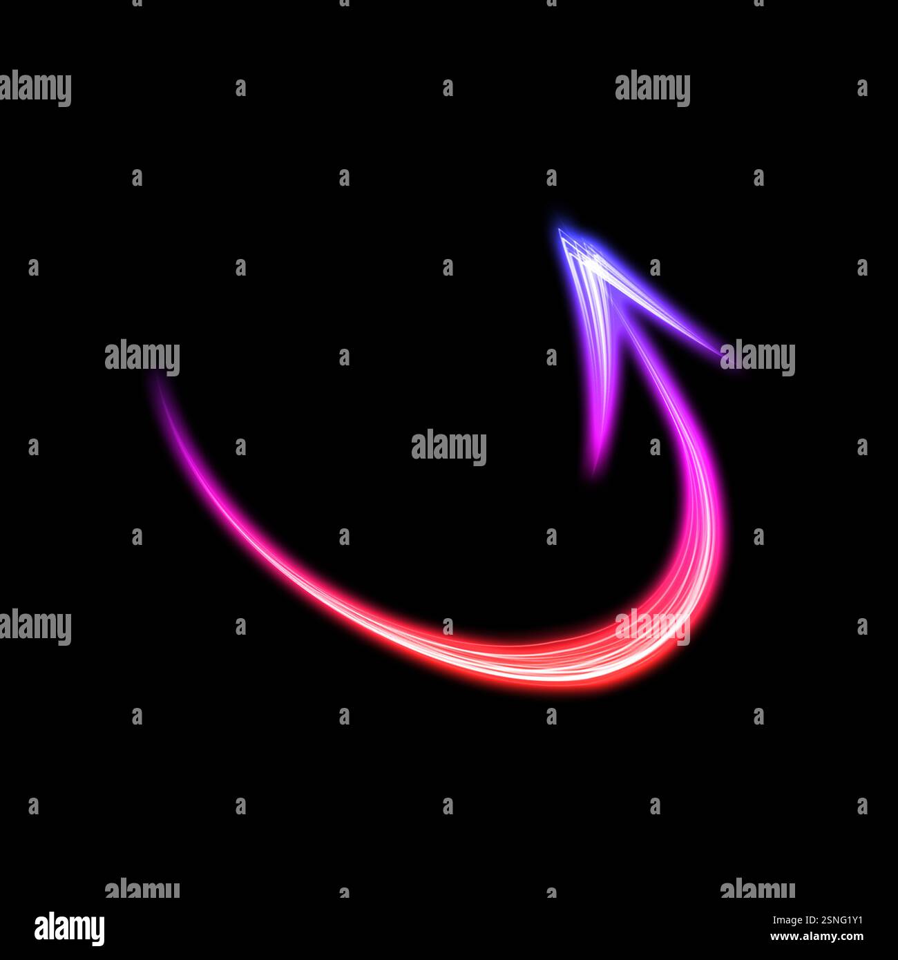 One bright neon arrow on black background Stock Photo - Alamy