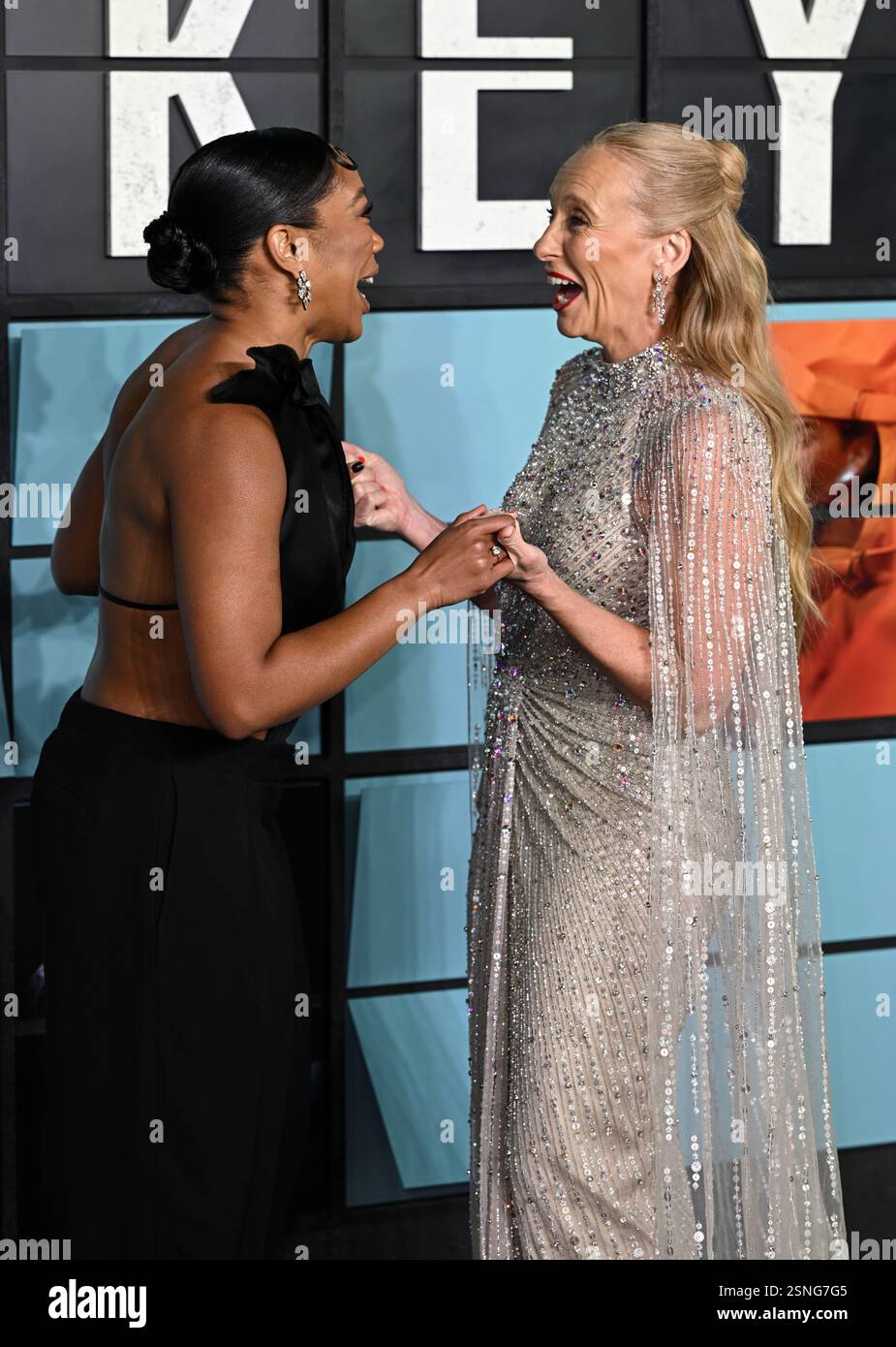 London, UK. February 13th, 2025. Naomi Ackie and Toni Collette arriving ...