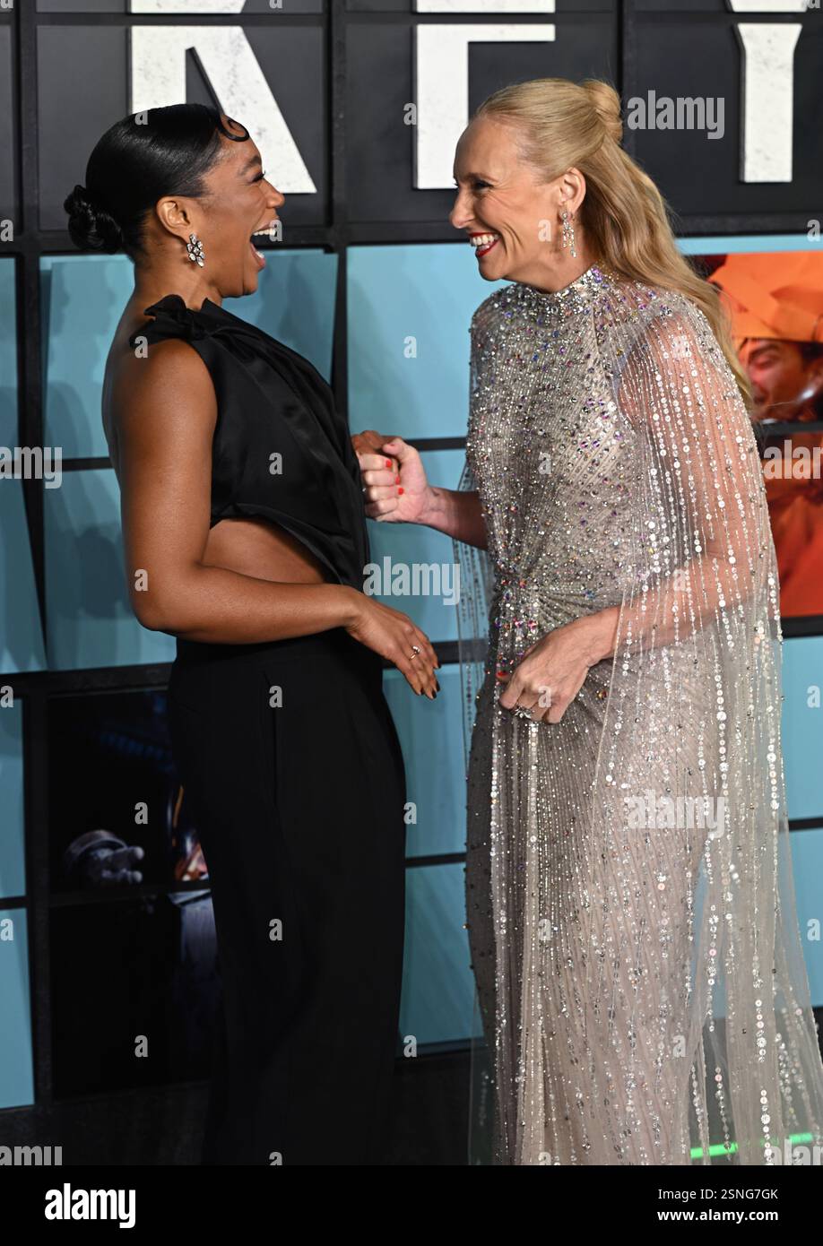 London, UK. February 13th, 2025. Naomi Ackie and Toni Collette arriving ...
