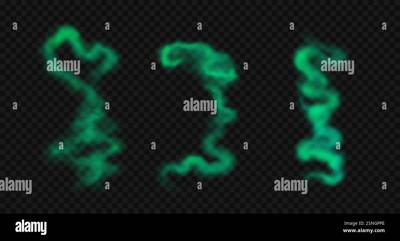 Realistic bad smelling green smoke in different shapes Stock Vector ...