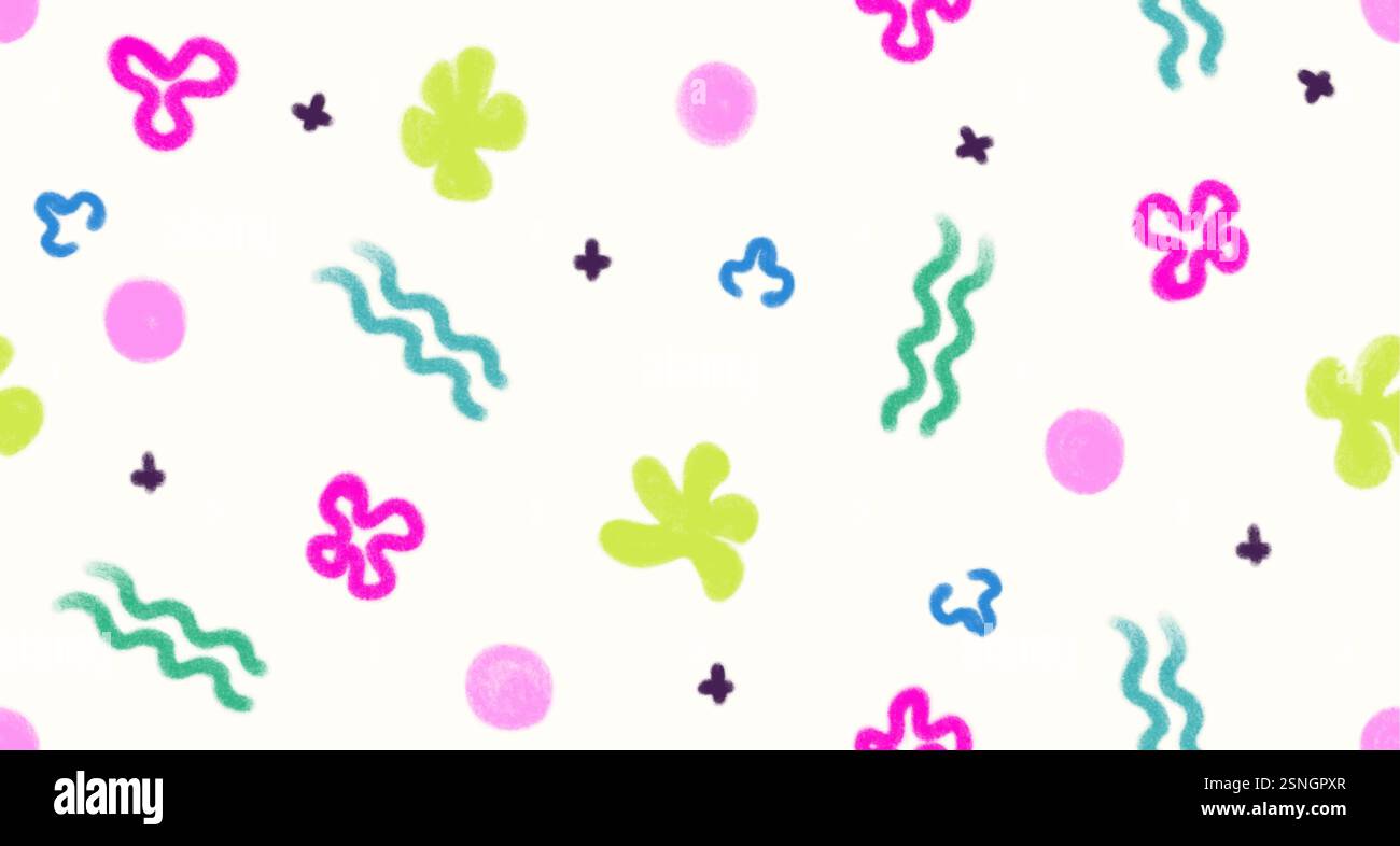 Abstract minimal seamless pattern in crayon drawing style Stock Vector ...