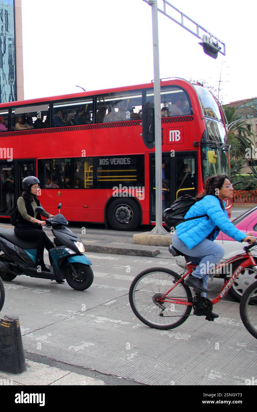 Mexico City, Mexico - Aug 23 2023: The Metrobus is a red double-decker ...