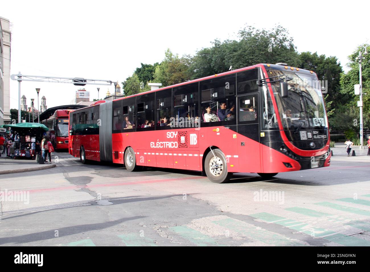 Mexico City, Mexico - Aug 23 2023: The Metrobus is a red double-decker ...
