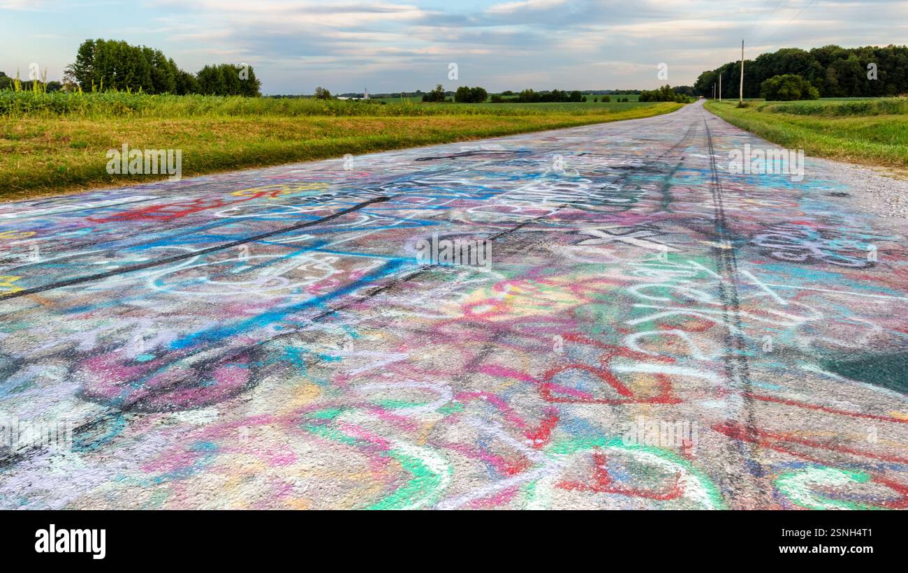 Country Road with graffiti Stock Photo - Alamy
