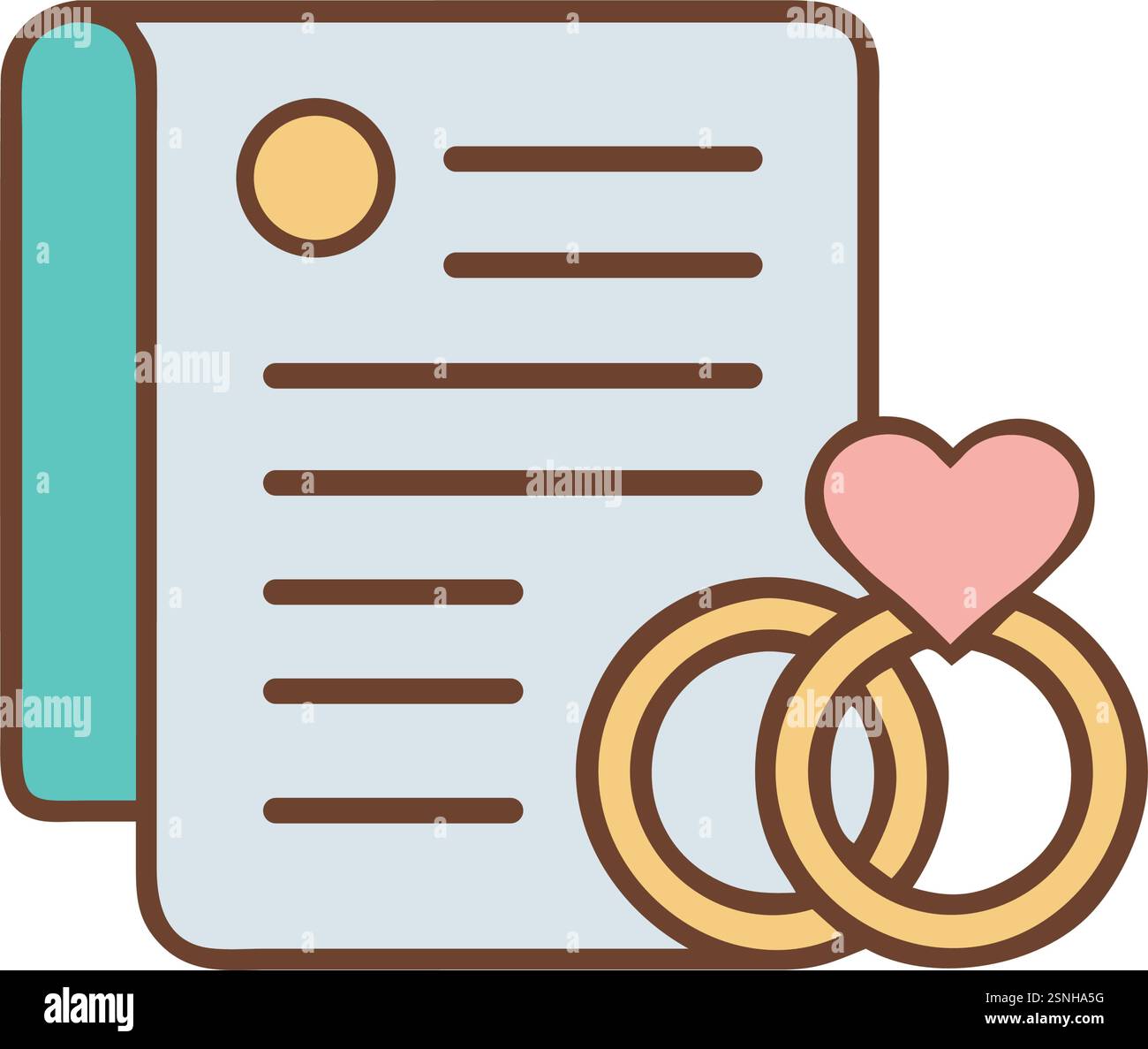 Wedding certificate with rings and heart icon Stock Vector Image & Art ...