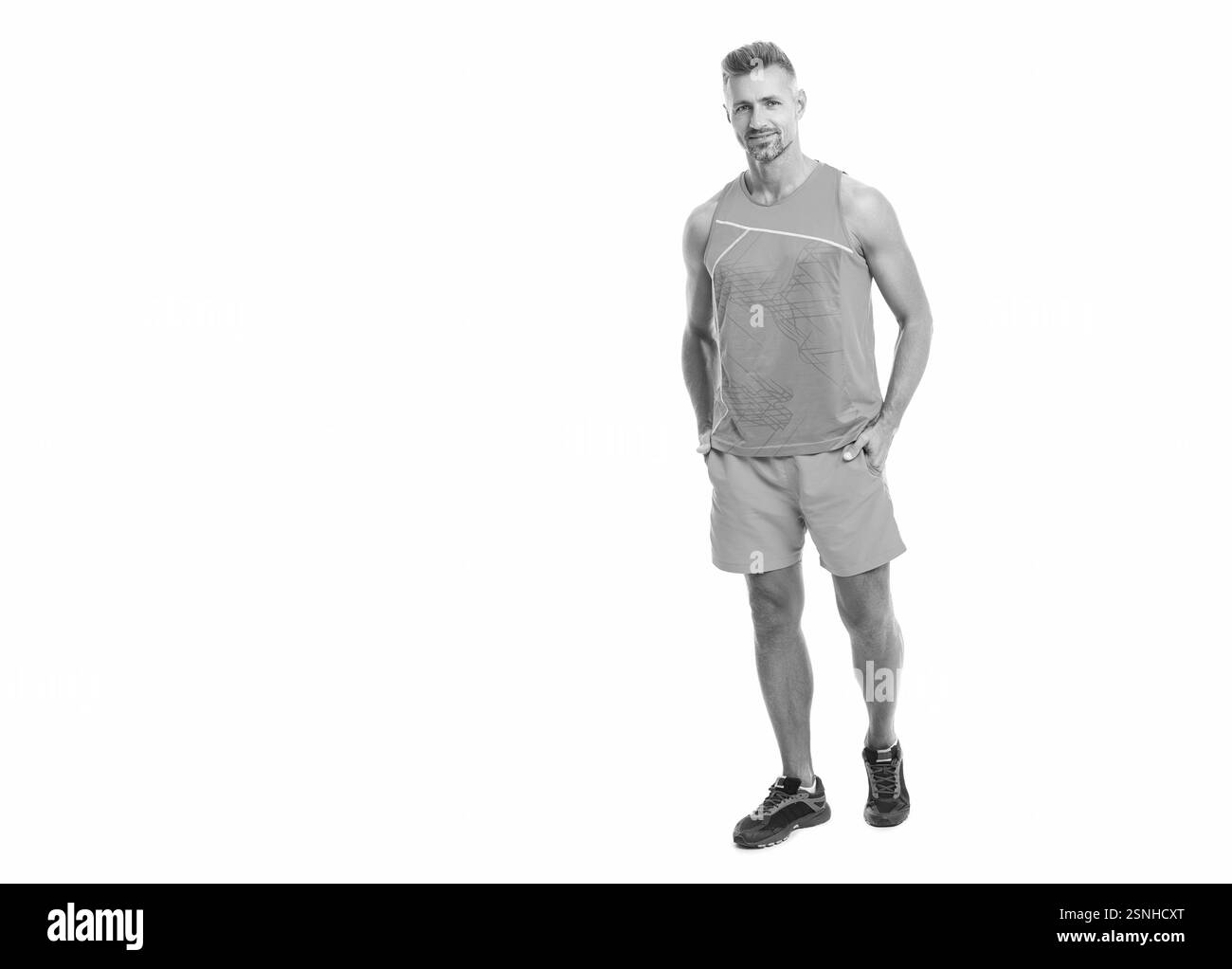 sport athlete with fit body isolated white, copy space. Sport and ...