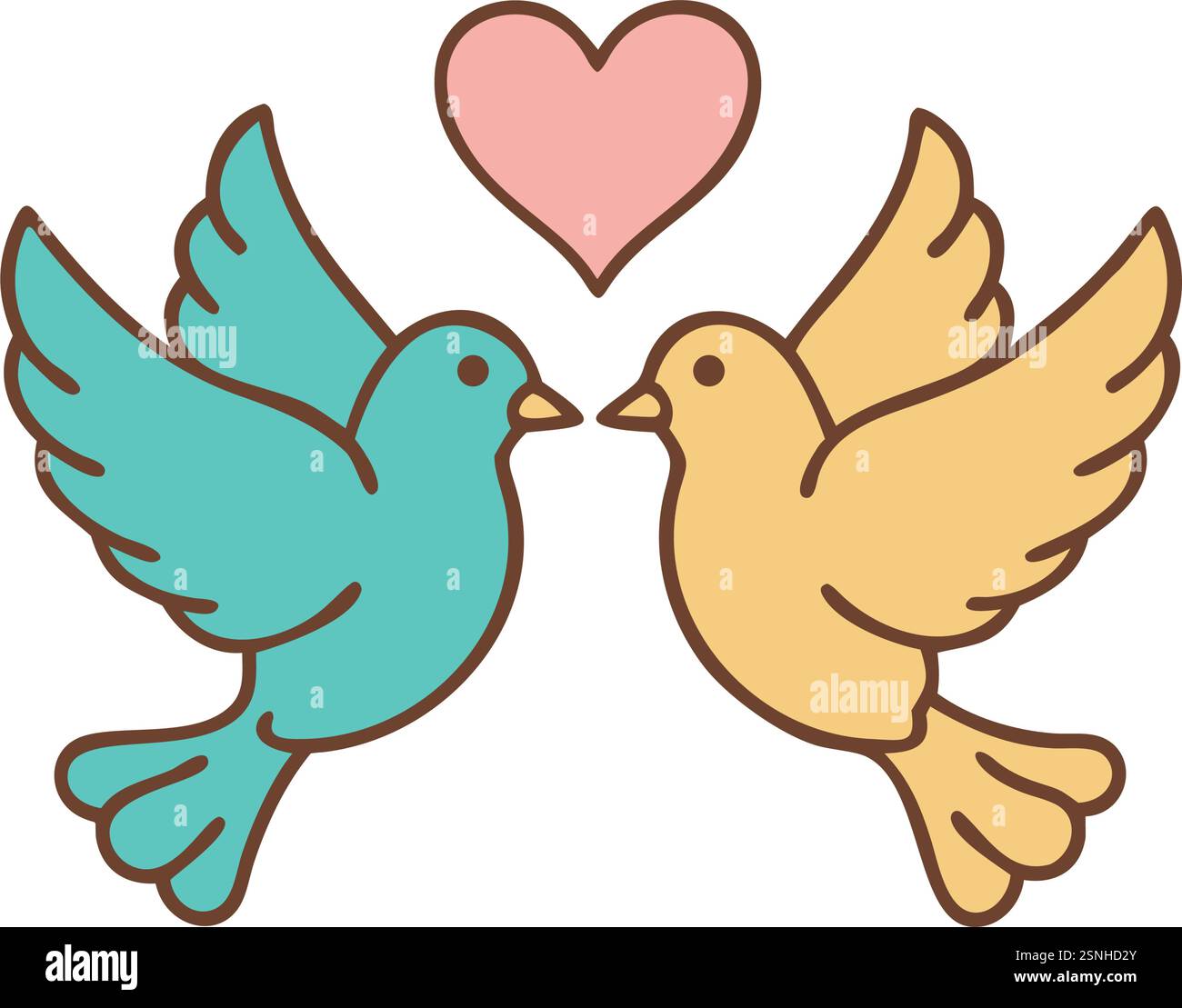 Wedding doves with hearts illustration Stock Vector Image & Art - Alamy