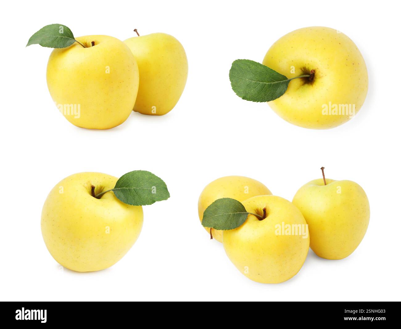 Fresh yellow apples isolated on white, set Stock Photo - Alamy