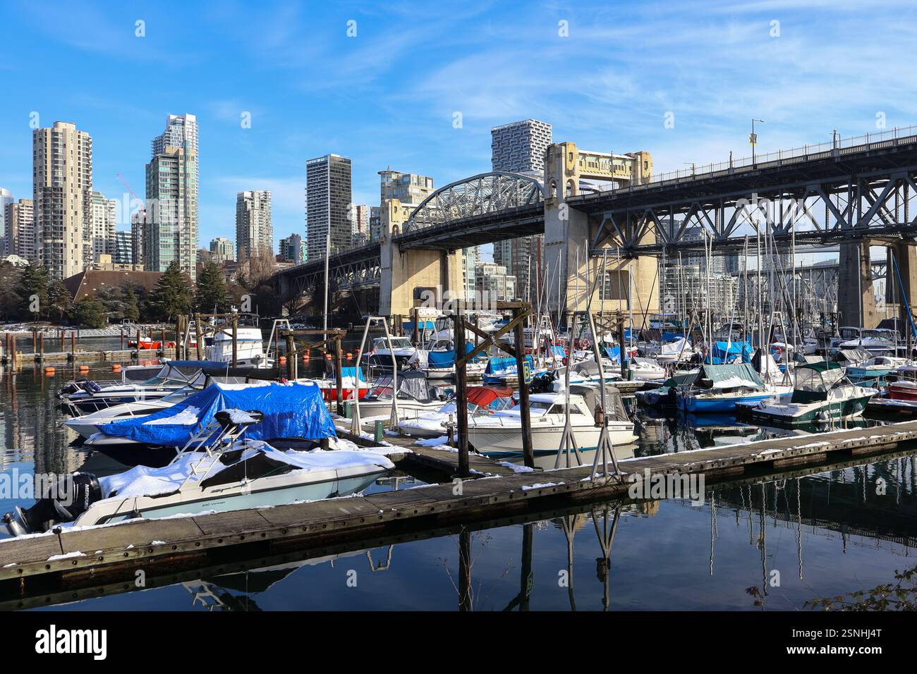 The Burrard Bridge, spanning False Creek, in Vancouver, British ...