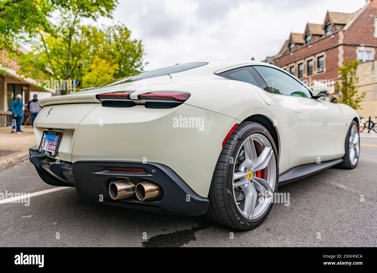 Chicago, Illinois - September 29, 2024: Ferrari Roma white color ...