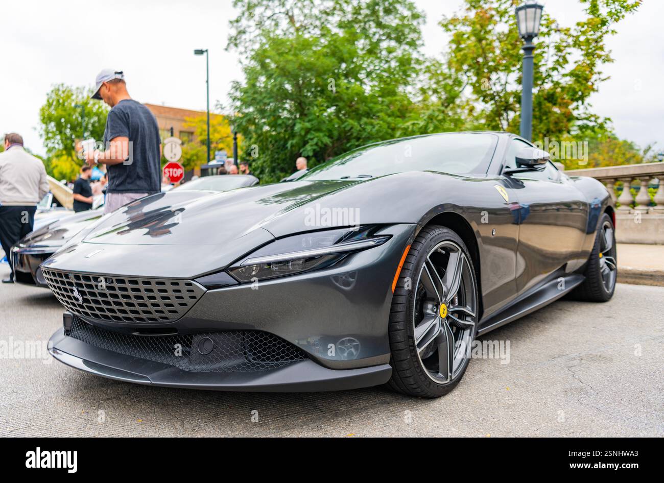 Chicago, Illinois - September 29, 2024: Ferrari Roma black color ...