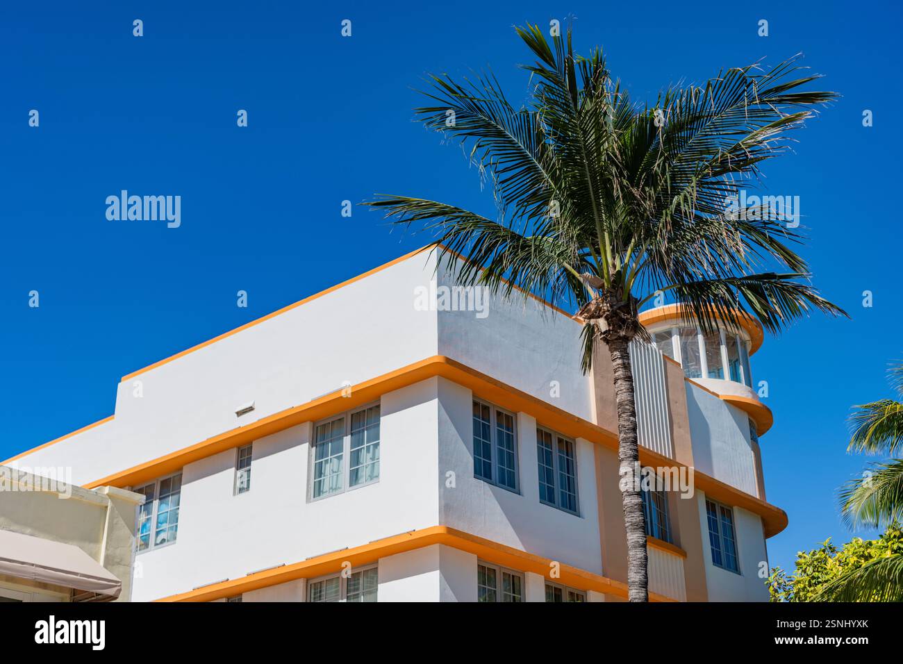 Architectural district Art Deco. Modern building of Miami beach. Ocean ...
