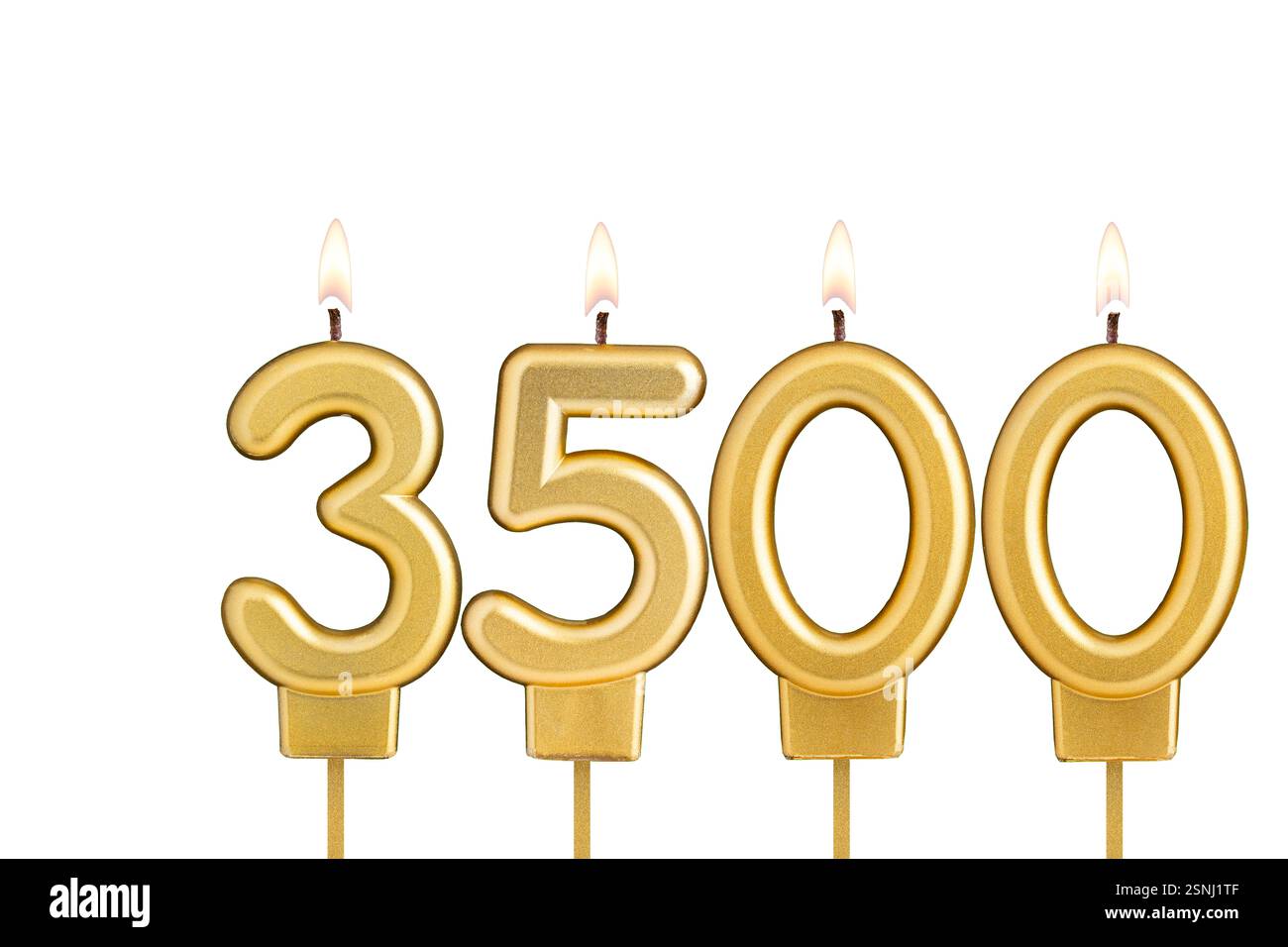 Candles forming the number 3500 - white background Stock Photo - Alamy