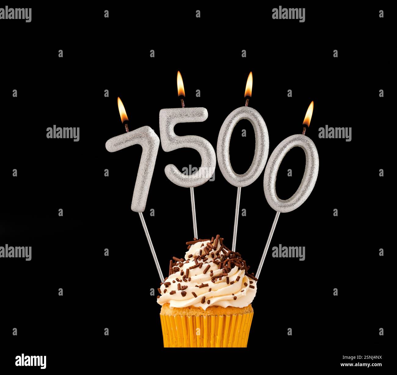 Candles forming the number 7500 - Black background Stock Photo - Alamy