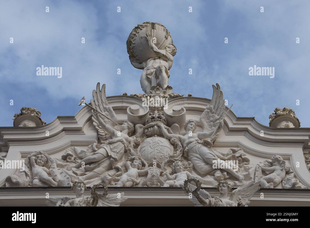 A bronze statue of the Titan Atlas in Munich, Germany, depicts him ...