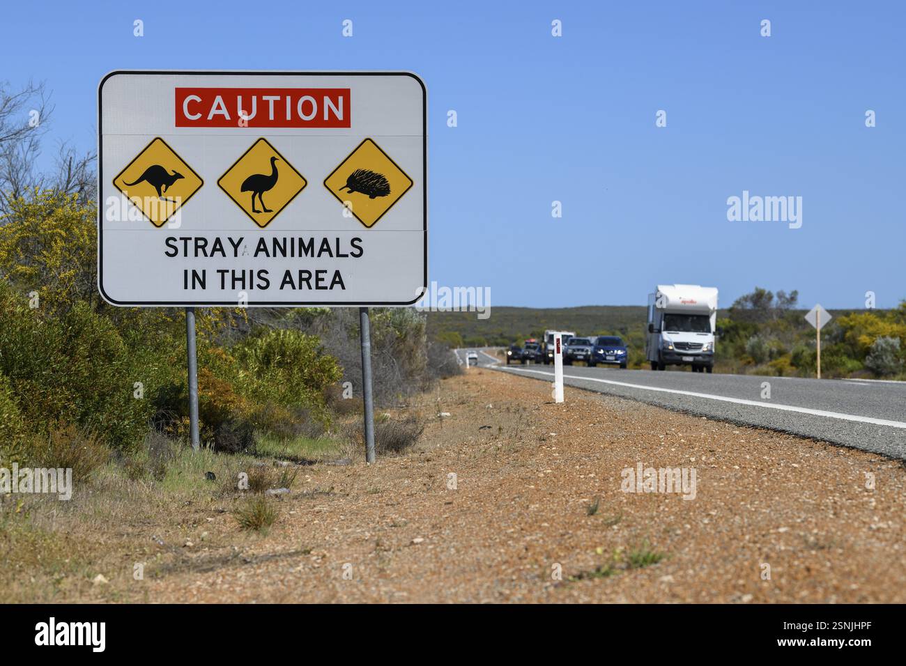 Beware of wildlife sign on a country road near Cervantes, Shire of ...