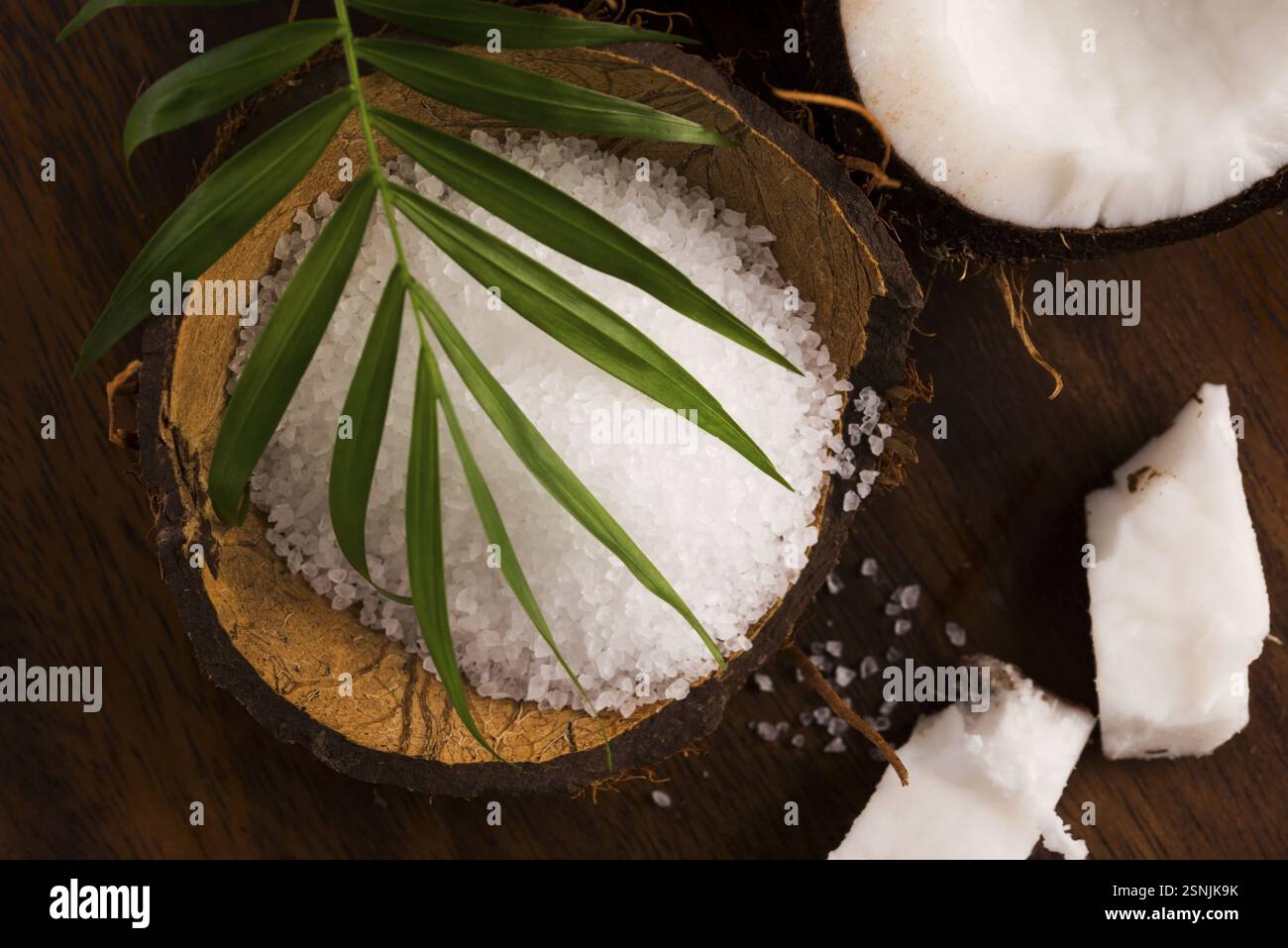 Coco bath. coconut with sea salt Stock Photo - Alamy