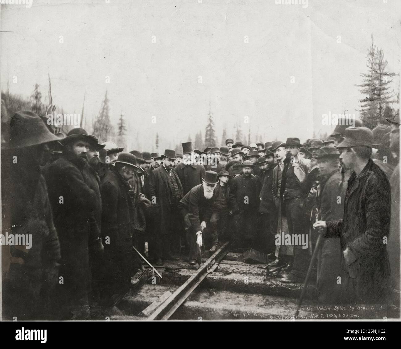 Donald Alexander Smith driving the last spike on Canadian Pacific ...