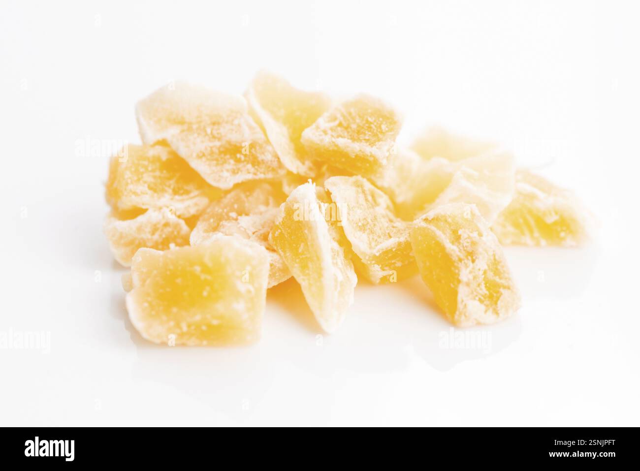 Caramelized ginger candy pieces isolated on white background Stock ...