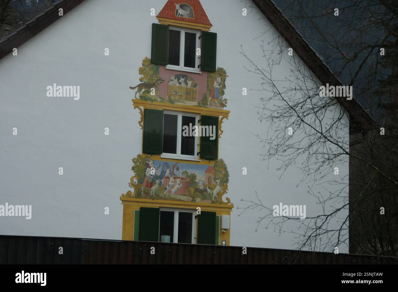 In Germany, Munich, a traditional Bavarian house features colorful ...