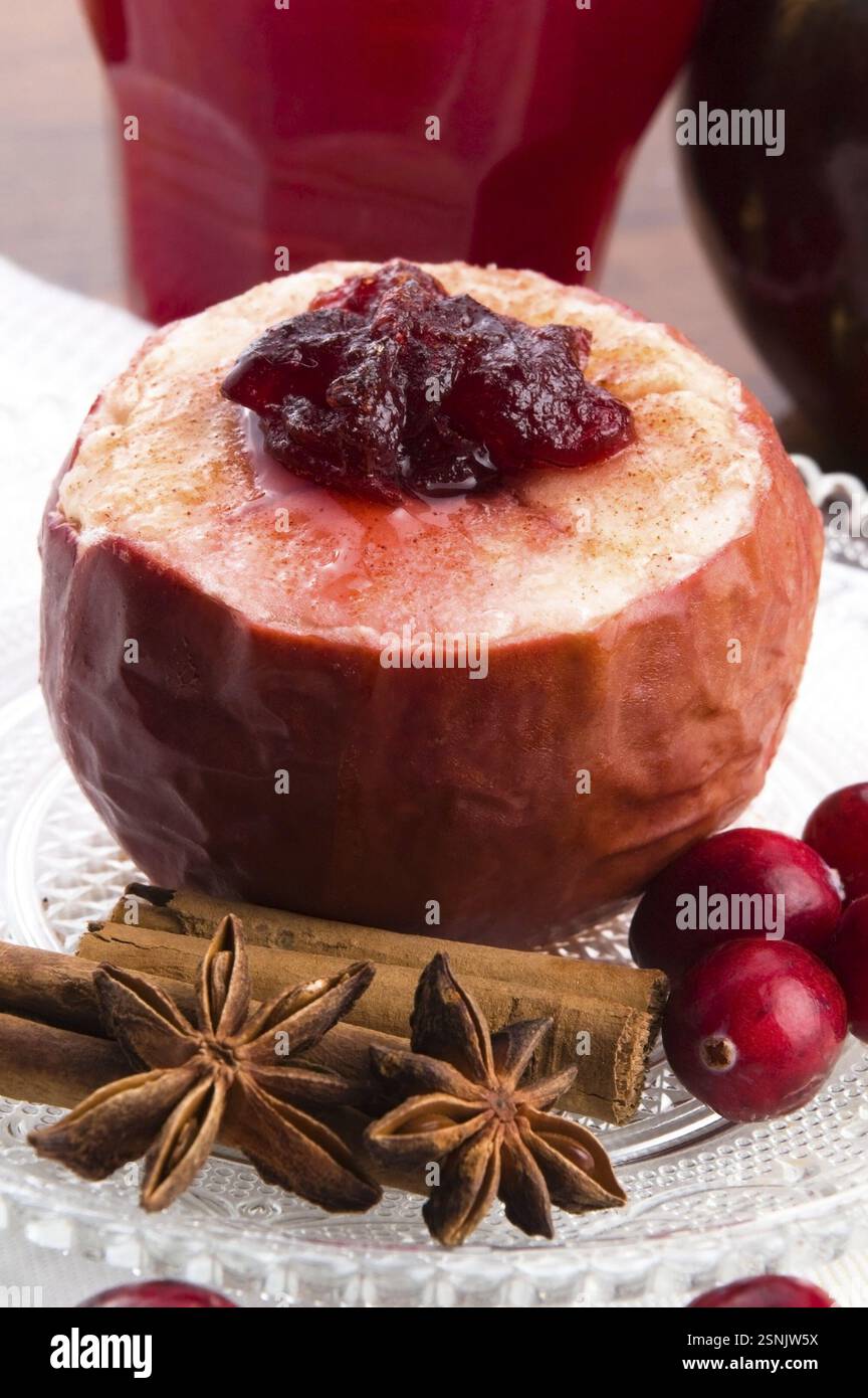 Baked apples with cranberry jam, lodz, poland Stock Photo - Alamy