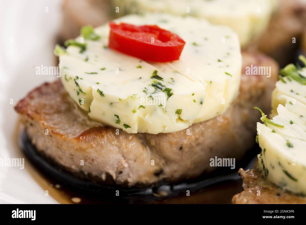 Steak with herbs butter, lodz, poland Stock Photo - Alamy