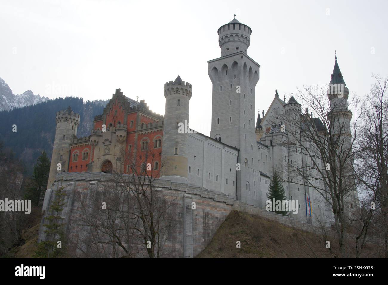 Neuschwanstein Castle, a 19th-century Romanesque Revival palace, sits ...