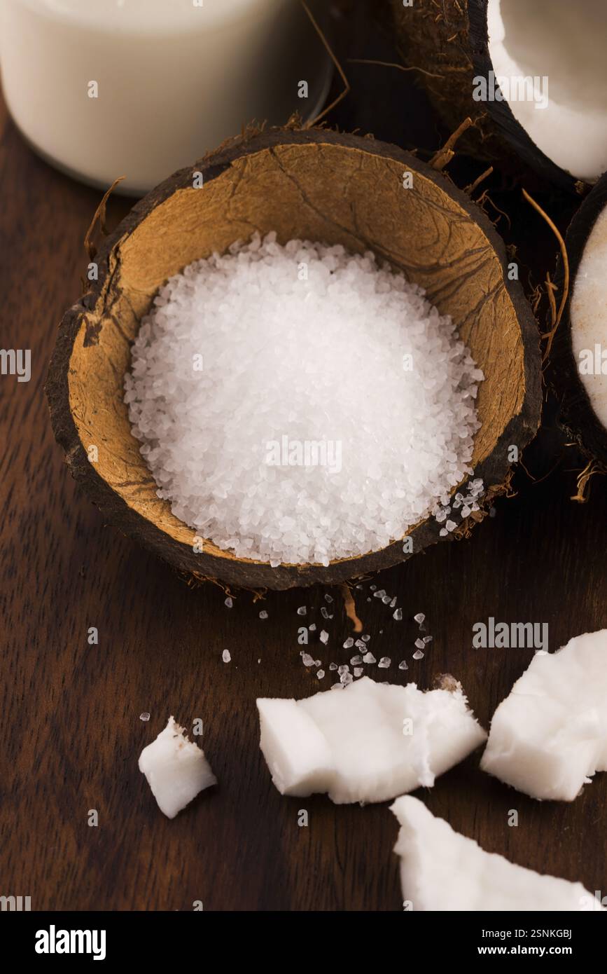 Coco bath. coconut with sea salt Stock Photo - Alamy