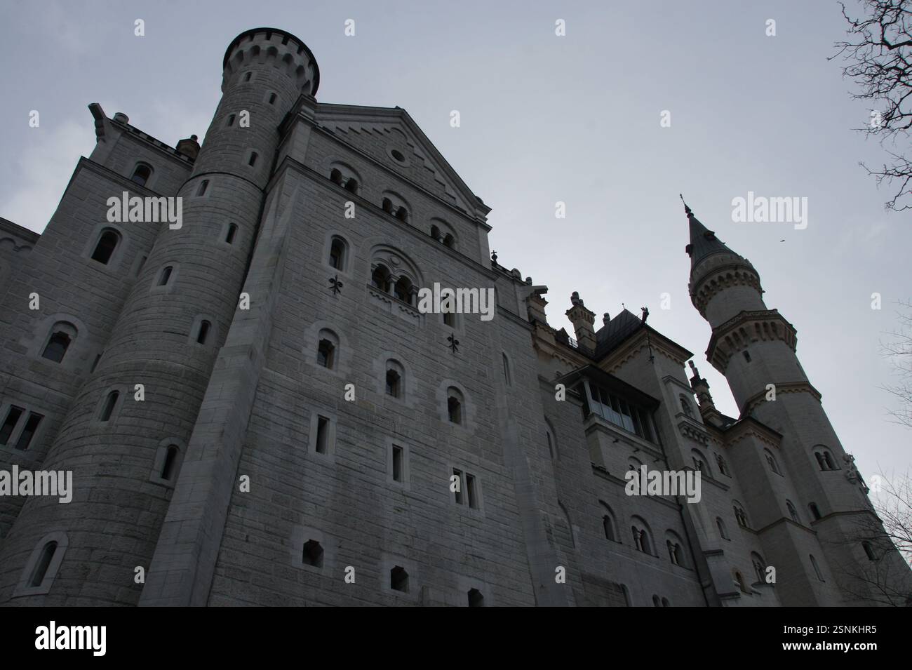 Neuschwanstein, a fairytale castle with many towers and windows, sits ...