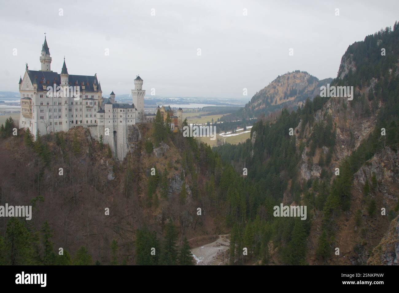 The image depicts Neuschwanstein Castle, a 19th-century Romanesque ...