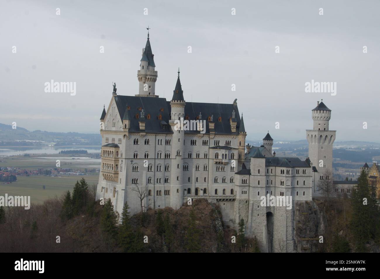 Neuschwanstein Castle, a 19th-century Romanesque Revival palace, sits ...