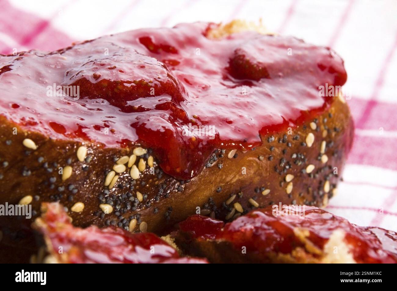 Sweet bread (challah) with strawberry jam, lodz, poland Stock Photo - Alamy