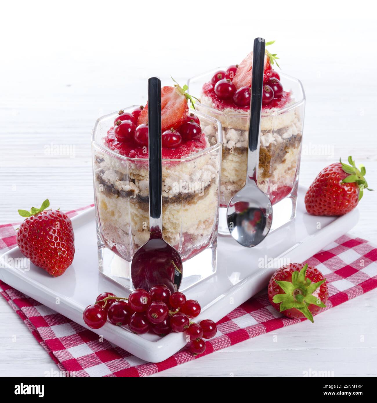 Strawberry - currant crumble dessert Stock Photo - Alamy