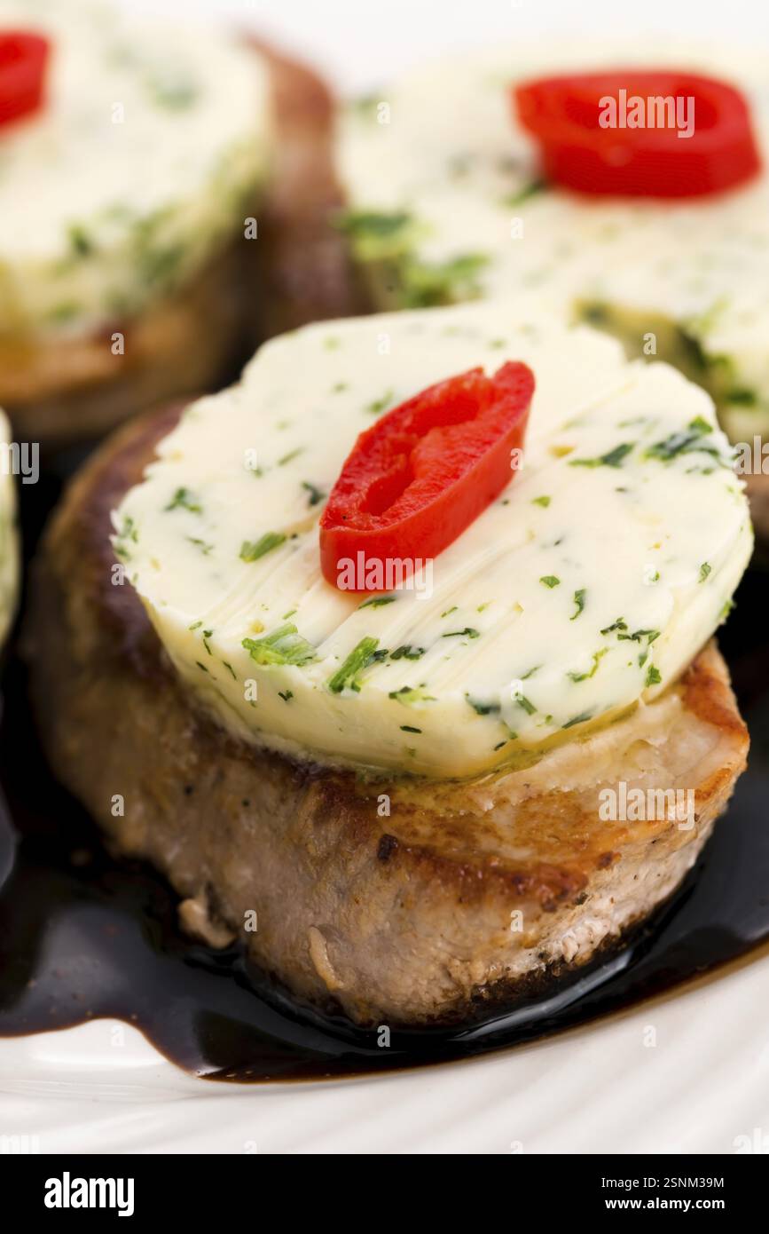 Steak with herbs butter, lodz, poland Stock Photo - Alamy