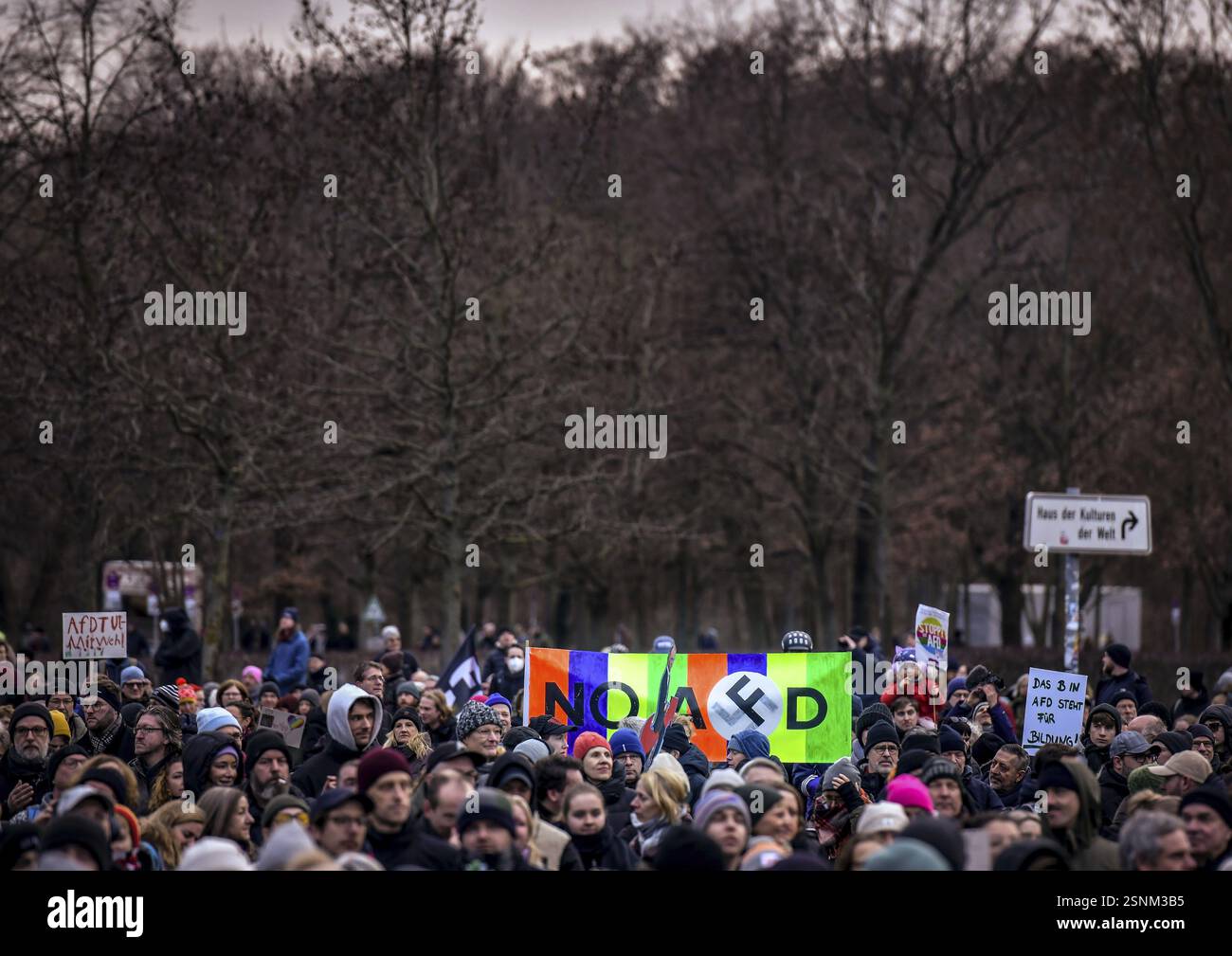 NO AFD is written on a poster during the demonstration under the motto ...