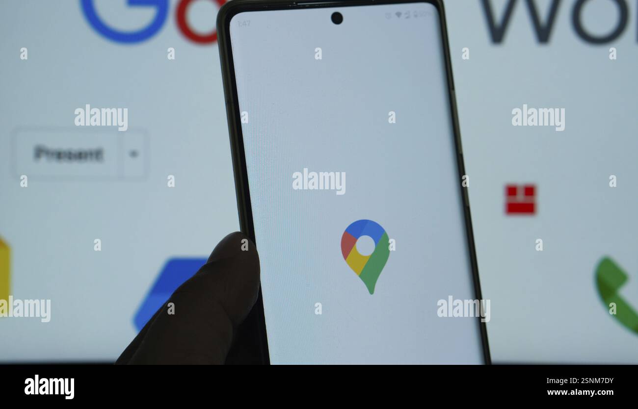 Dhaka, Bangladesh 05 Feb 2025: Google Maps Logo on Smartphone Stock ...
