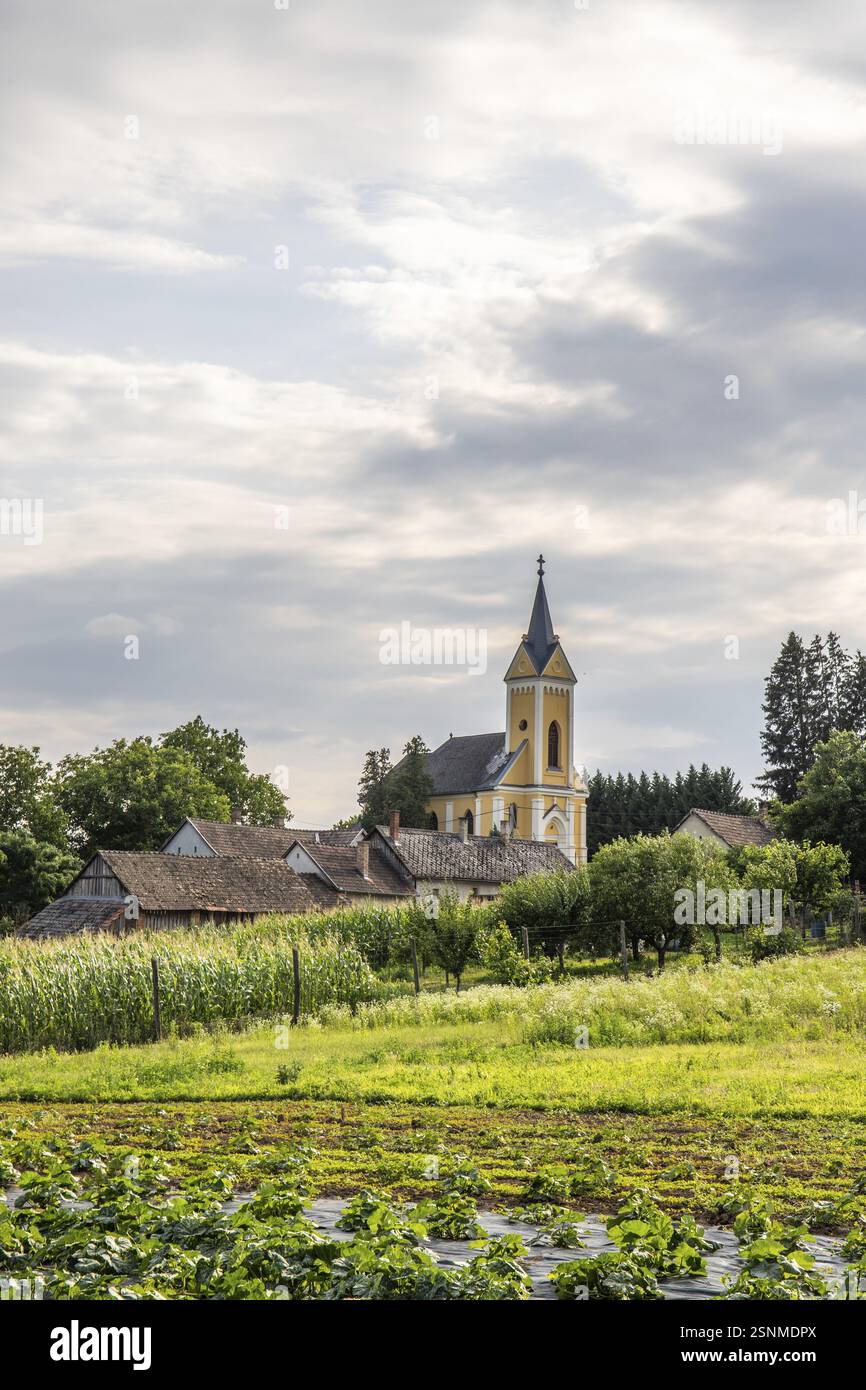Church in a landscape, taken in a village Somogyvamosi Szent Imre ...