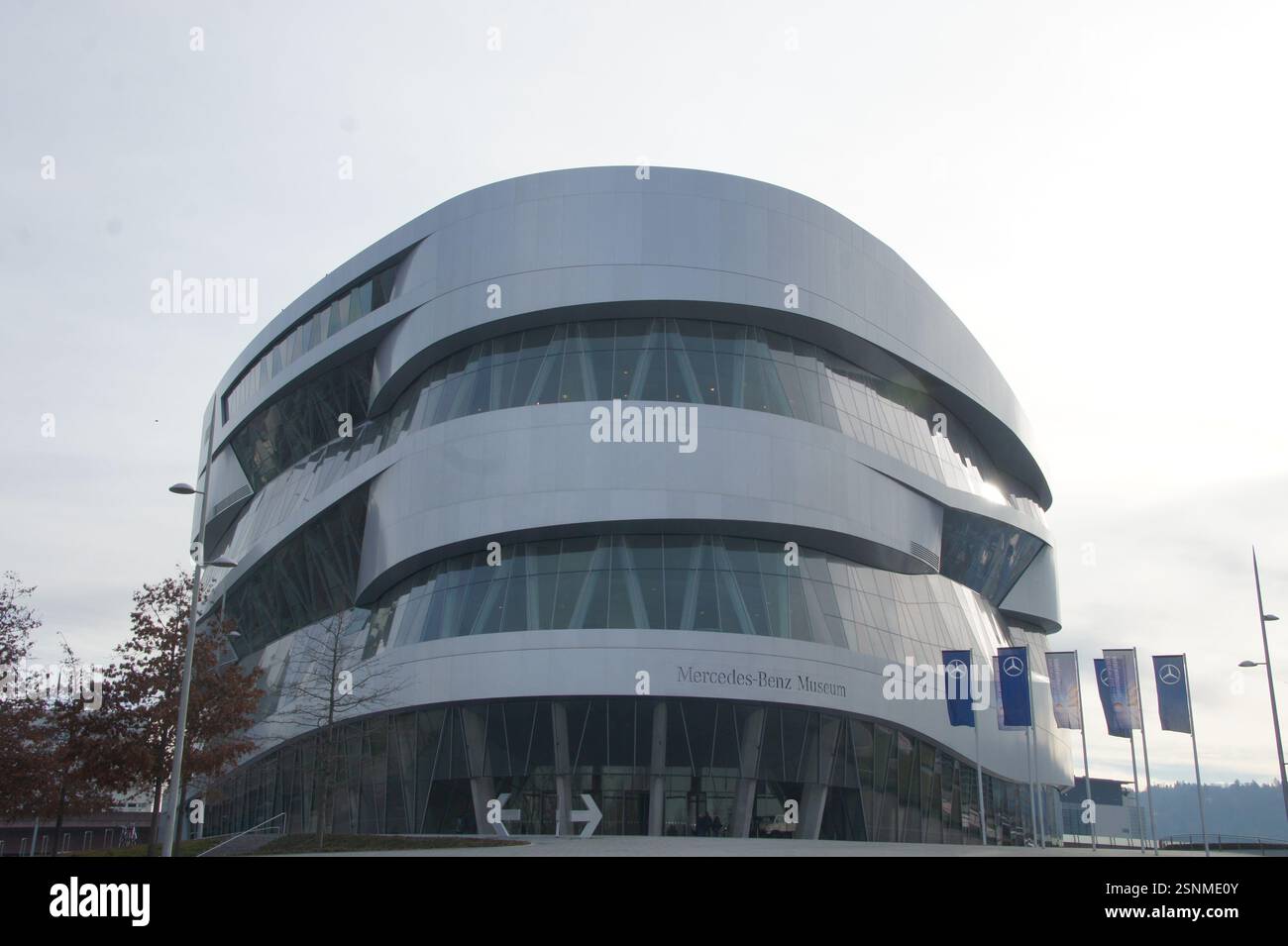 Germany, Munich's Mercedes-Benz Museum is a modern glass and steel ...