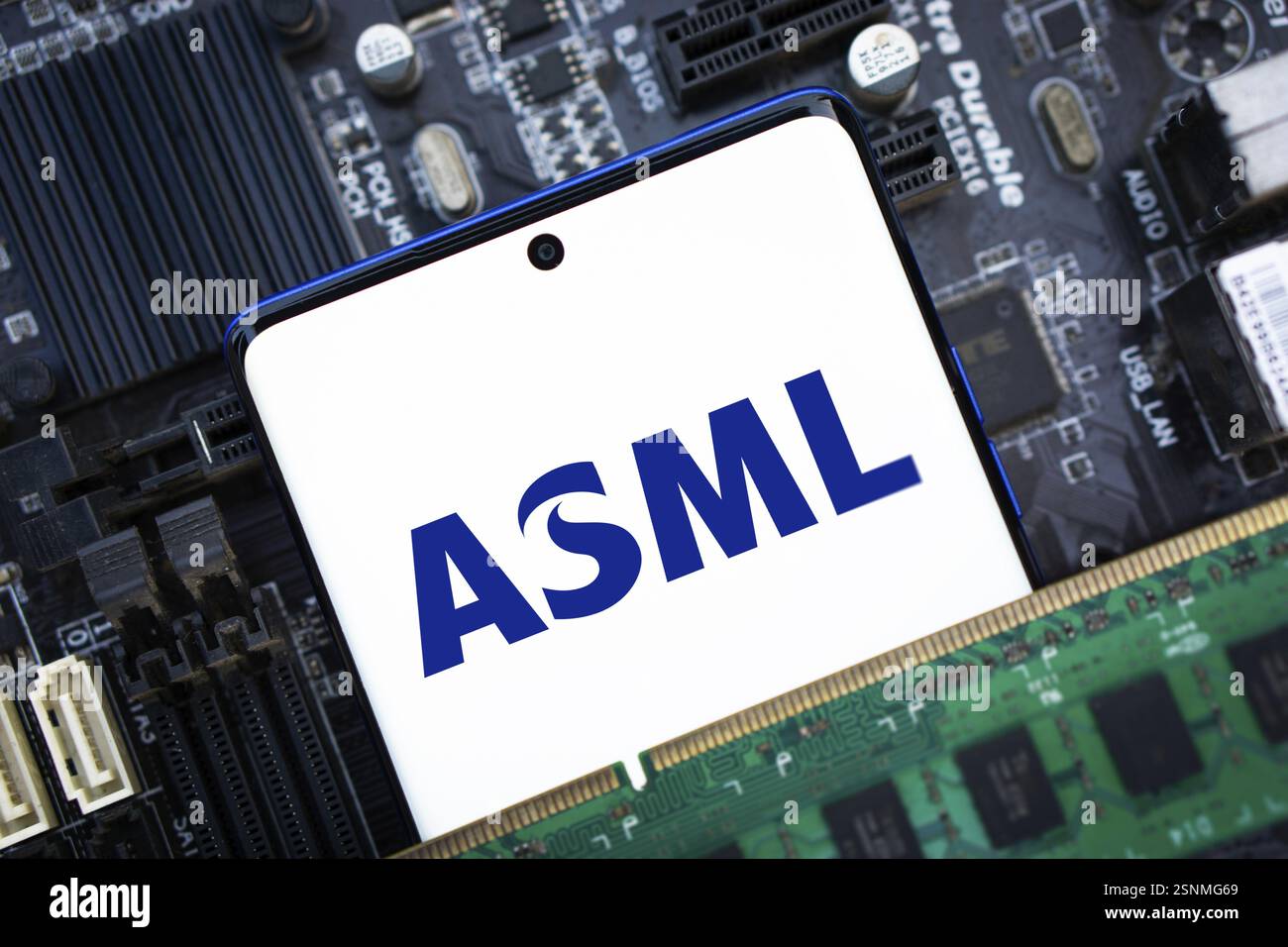 Dhaka, Bangladesh 05 Feb 2025: ASML Holding N.V. known as ASML logo on Smartphone Stock Photo ...