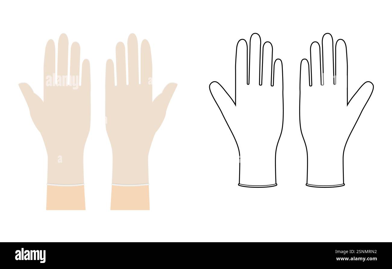 Nitrile cleaning protective Gloves on hands Fashion accessory clothing technical illustration ...